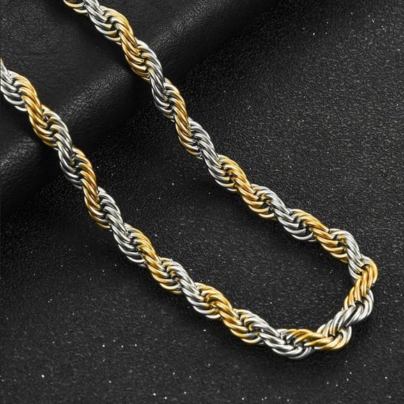 Accessories | 3 Mens 18k Gold Diamond Cut Rope Chain Necklace Two Tone ...